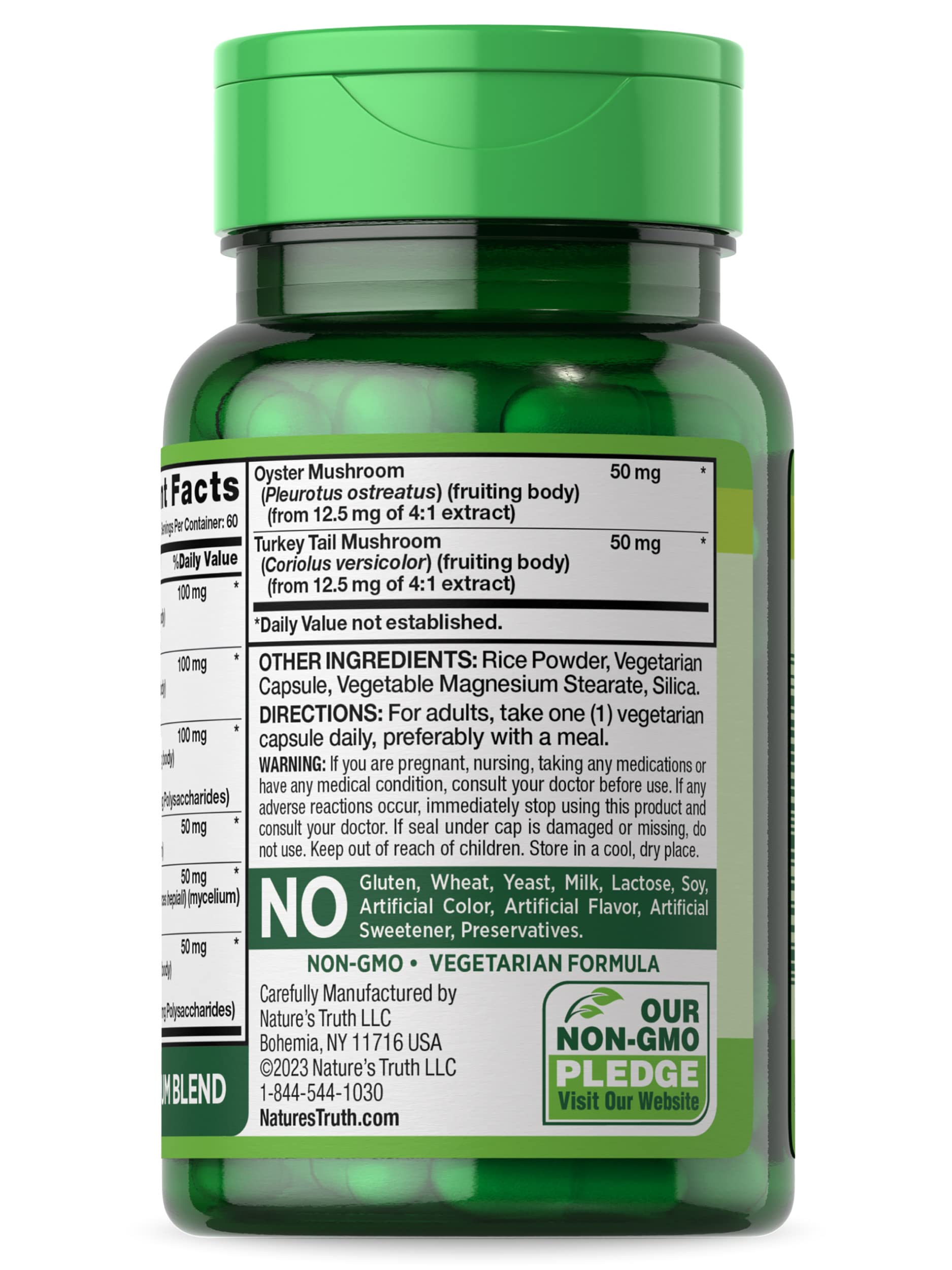 Nature's Truth Mushroom Complex Capsules | 60 Count | Full Spectrum Complex of Super 8 Mushrooms | Non-GMO, Gluten Free Supplement