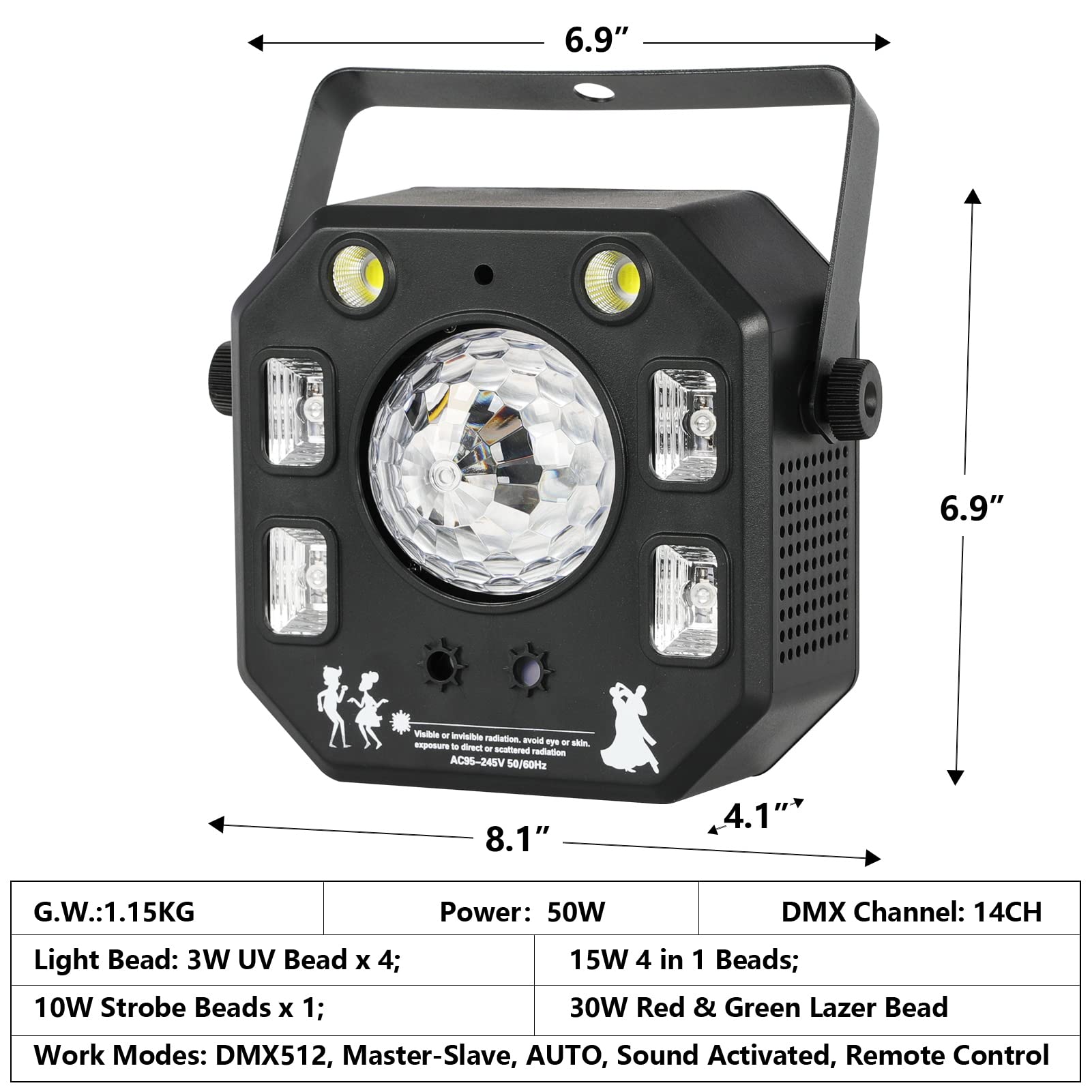 Stage Lights 36 LED Par Lights,36W RGB Par Lights Stage Lighting Indoor for Christmas Halloween Music Party Disco Wedding, Remote Control (Strobe light)