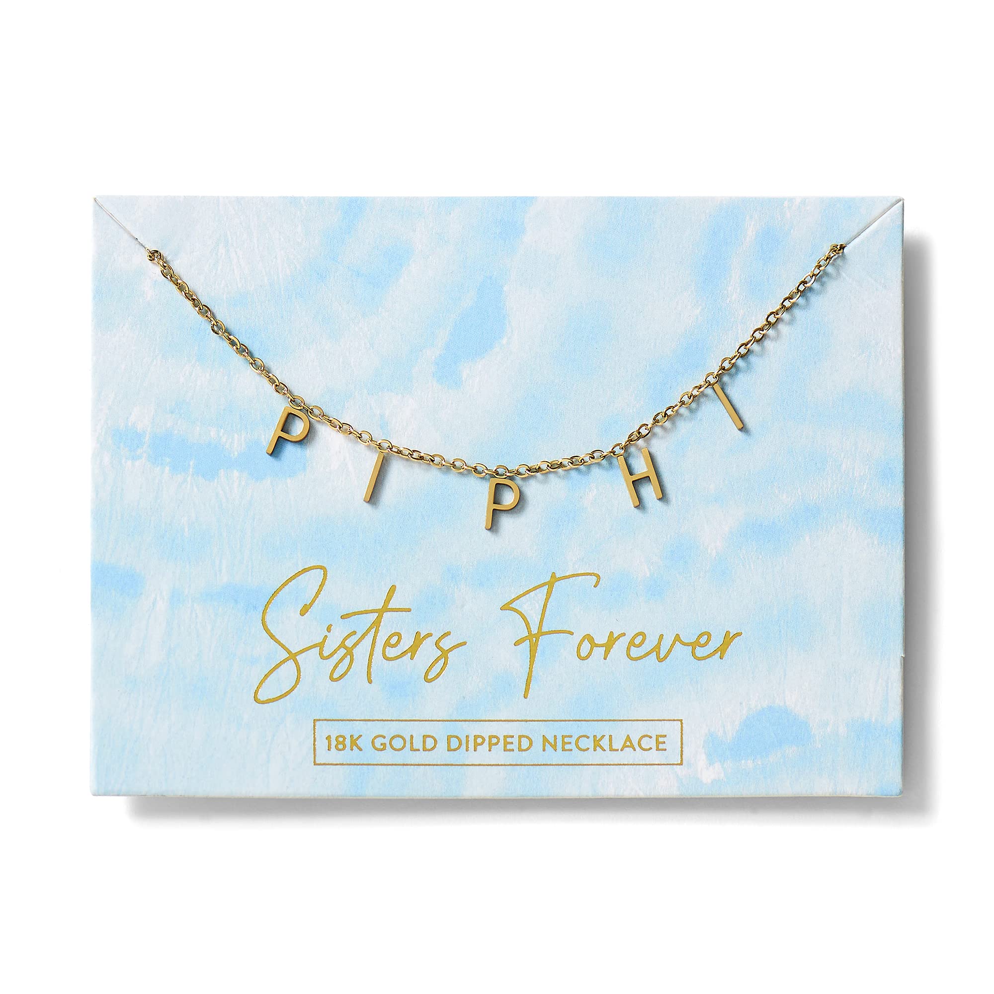 Sorority Shop Pi Beta Phi Necklace β PBP Name Necklace, 18K Gold Plated Sorority Gifts Necklace, Long-Lasting Pi Beta Phi Gifts for Women