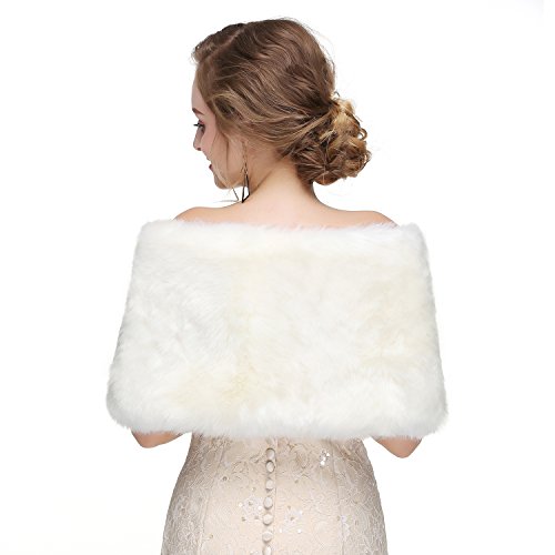 Women's Faux Fur Shawl Wraps and Bolero Shrug Faux Mink Stole for Wedding