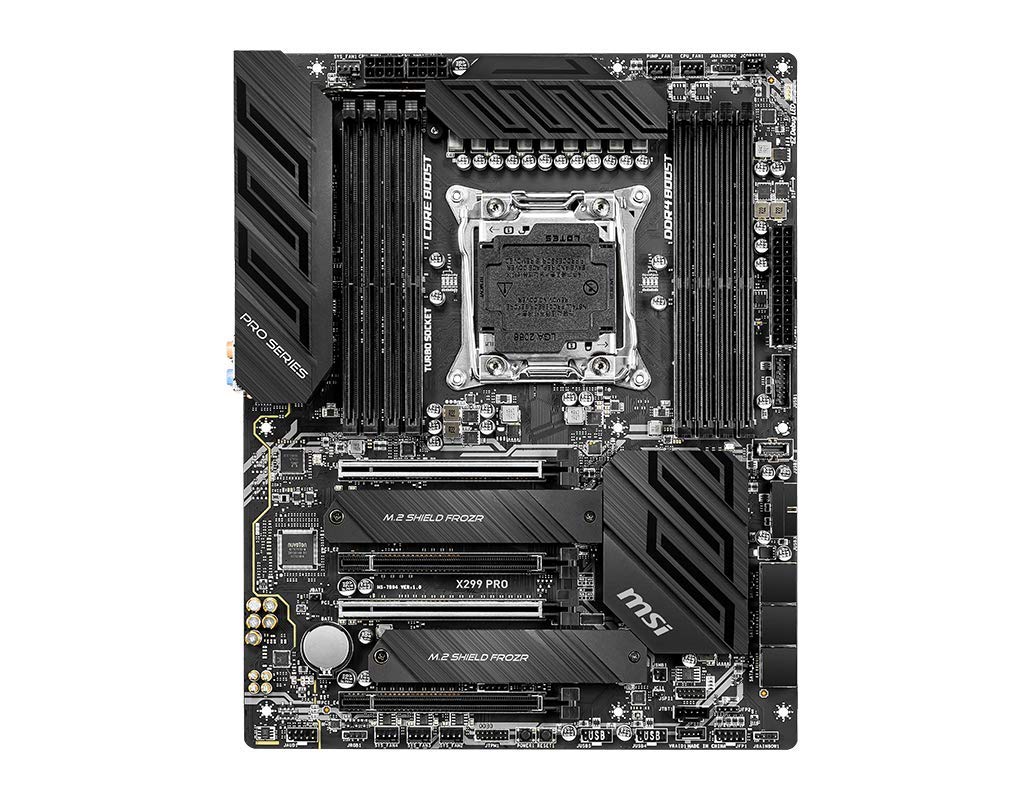 MSI Gaming Intel X299 LGA 2066 Twin Turbo M.2 Gigabit LAN DDR4 USB3.2 Gen 2 SLI CFX Extended ATX Motherboard (X299 PRO)