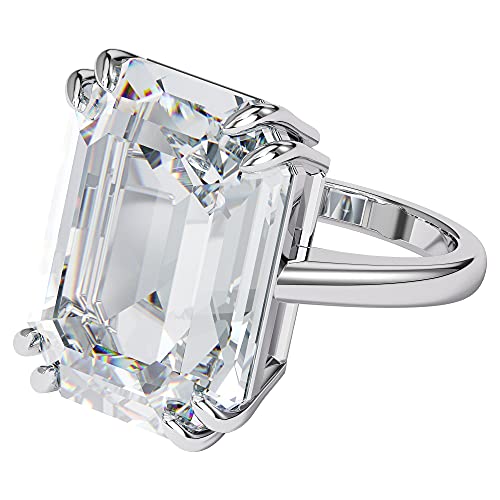 SWAROVSKI Mesmera Ring, Large Clear Crystal with a Rhodium Finish Setting, Size 9, Part of the Mesmera Collection