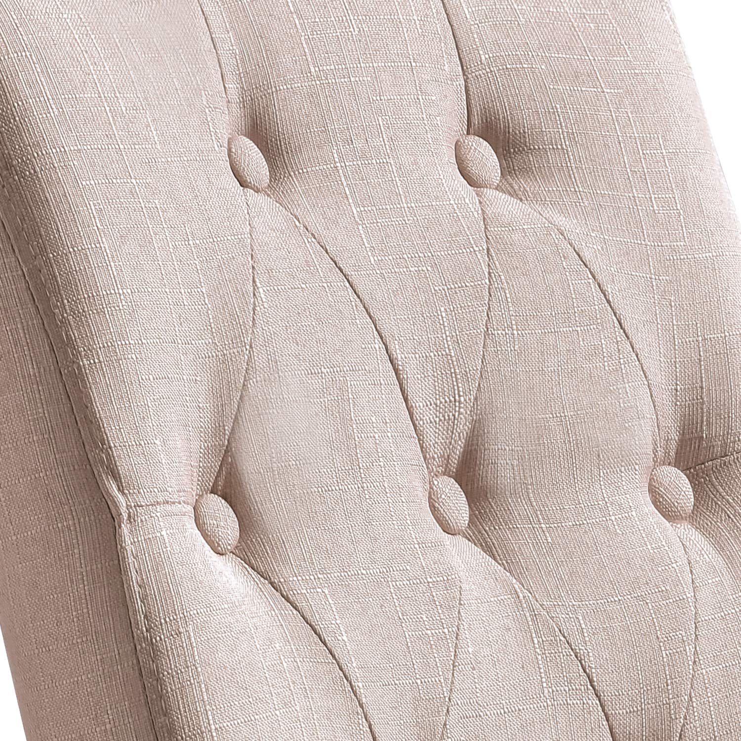 Merax Elegant Fabric Dining Chairs, Set of 2 Aristocratic Style Leisure Padded Tufted Armless Chair with Brown Solid Wood Legs, Beige