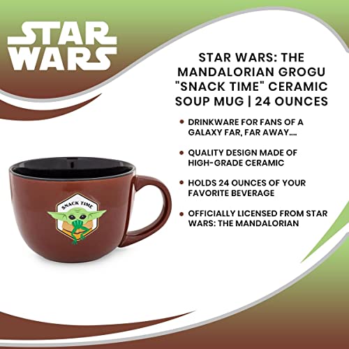 Silver Buffalo Star Wars: The Mandalorian Grogu Snack Time Ceramic Soup Mug | 24 Ounces