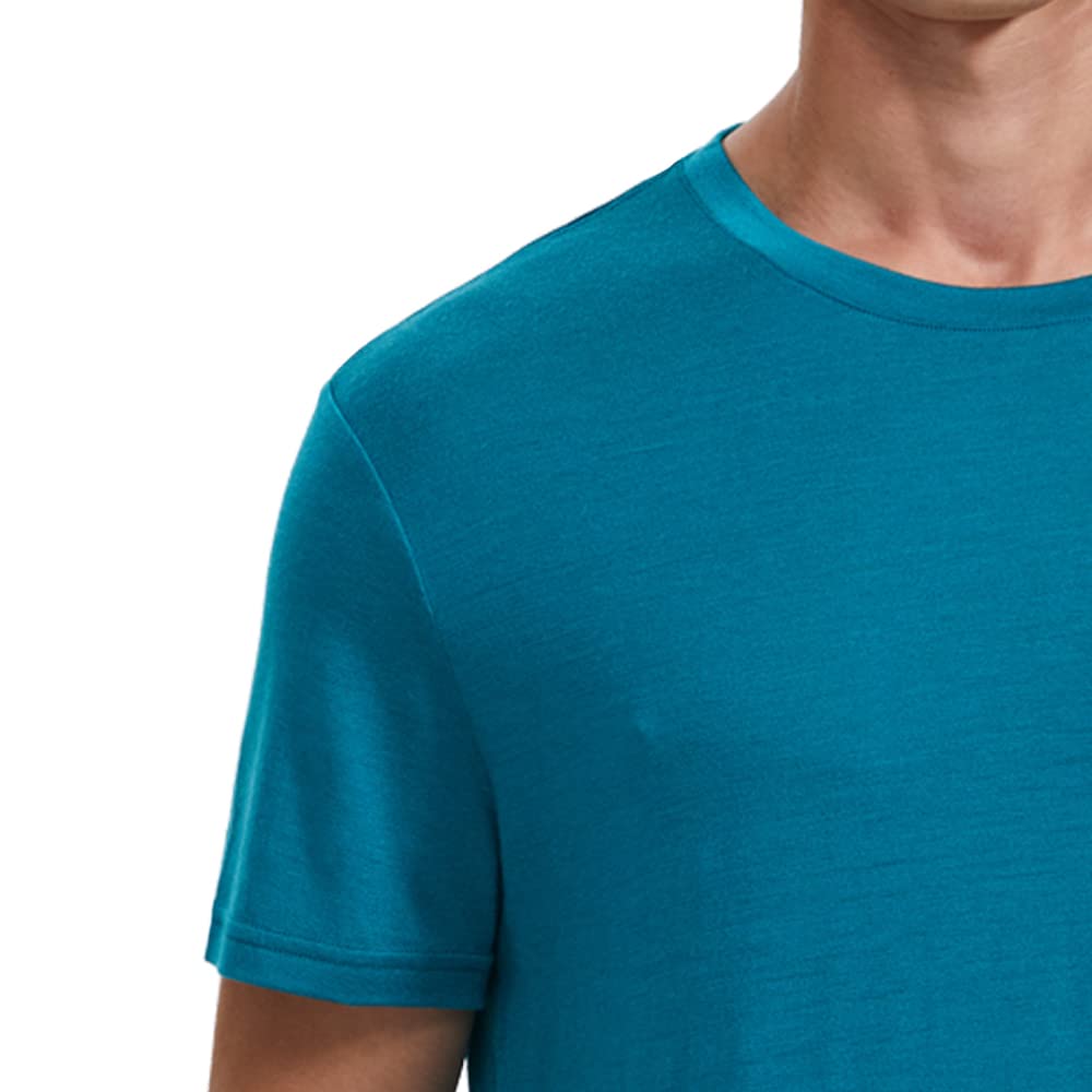 Woolinkin 100% Merino Wool T-Shirt - Men’s Short Sleeve Undershirt - 150 Lightweight Wool Base Layer (as1, Alpha, m, Regular, Regular, Teal)