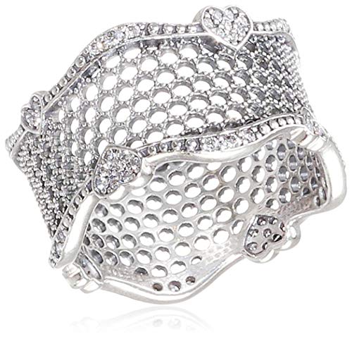 Pandora Lace of Love Sterling Silver Ring, Size: EUR-54, US-7-197706CZ-54