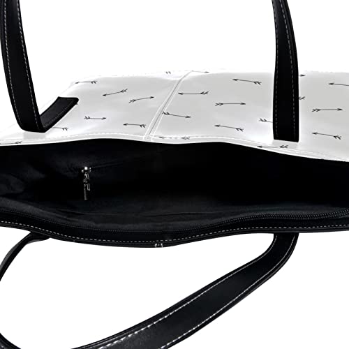 Women's Large Size Canvas Shoulder Bag Hobo Crossbody Handbag Casual Tote, Black White Painting Arrow