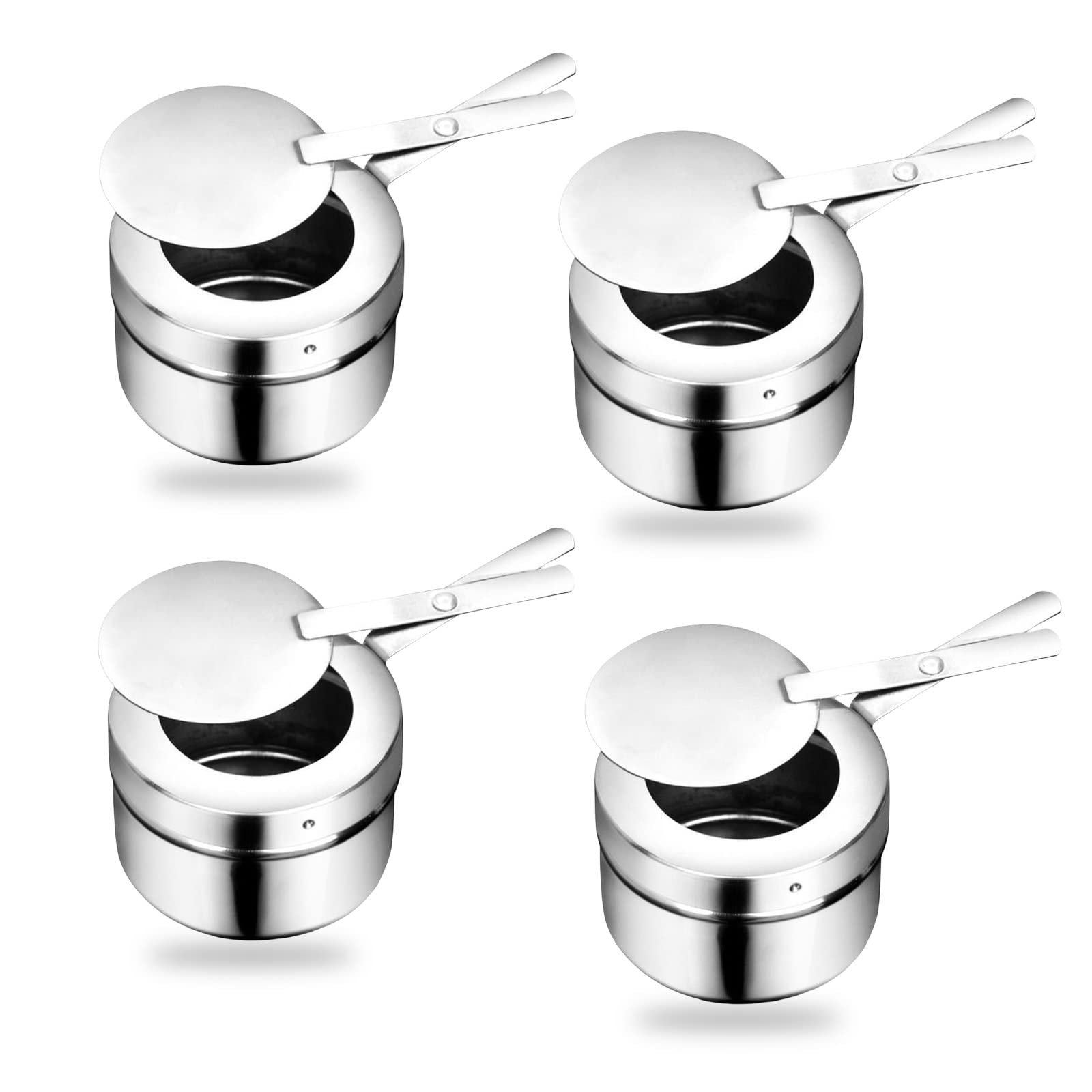 Stainless Steel Chafing Fuel Holder: 4pcs Fuel Holder with Cover, Chafer Wick Fuel and Canned Heat Holders, Chafing Dish Buffet Set for Chafing Dish, and Buffet, Barbecue, Party Supplies