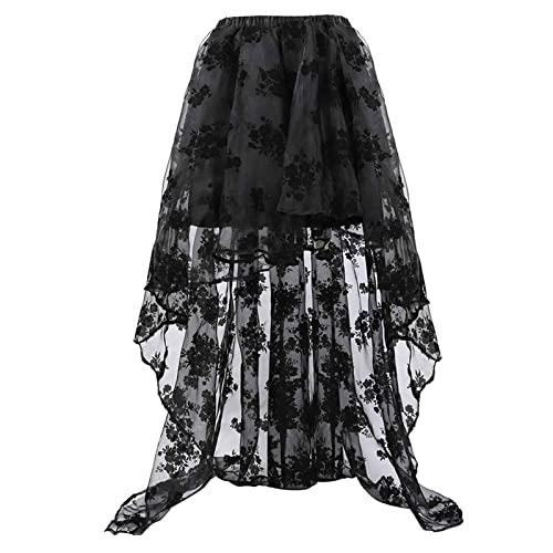 Womens Long Sleeve Gothic Dress with Corset Halter Lace Swing Victorian Princess Dresses Off Shoulder High Low Skirt Black