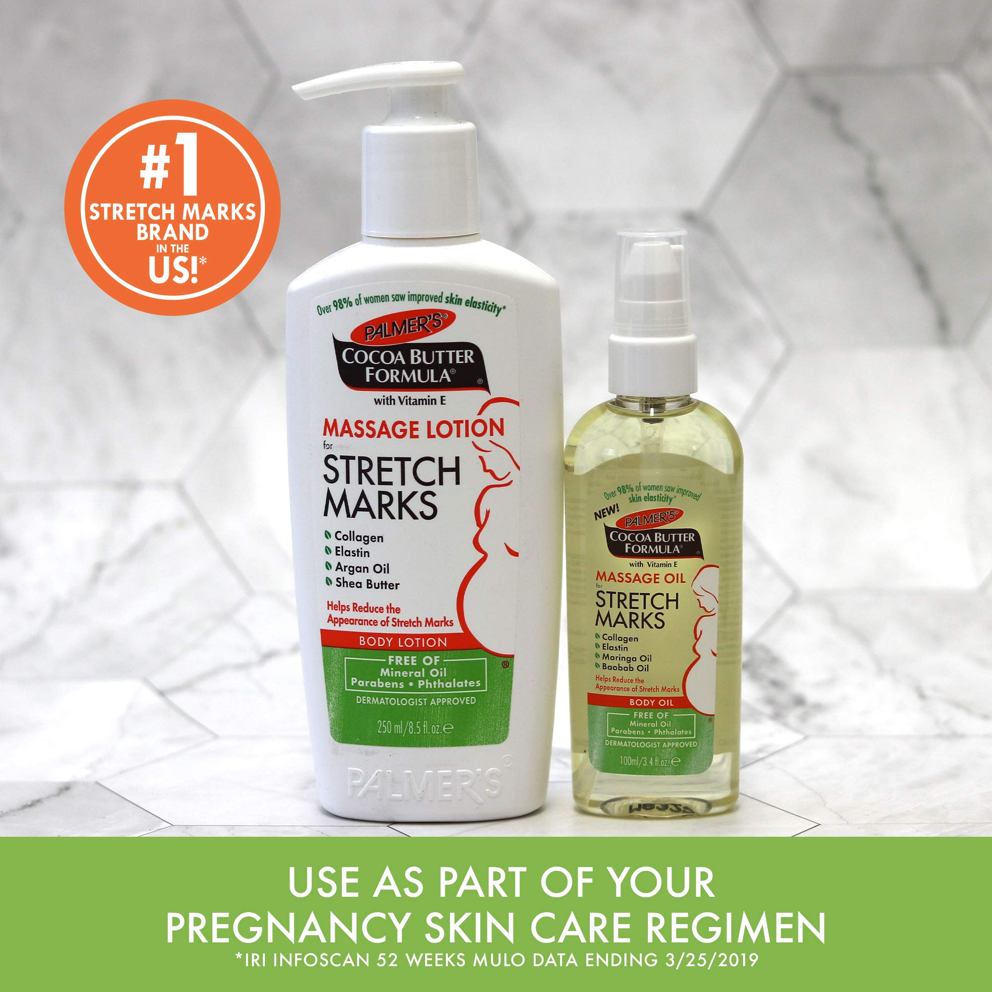 Palmer's Cocoa Butter Formula Massage Oil for Stretch Marks and Pregnancy Skincare, 3.4 Ounces