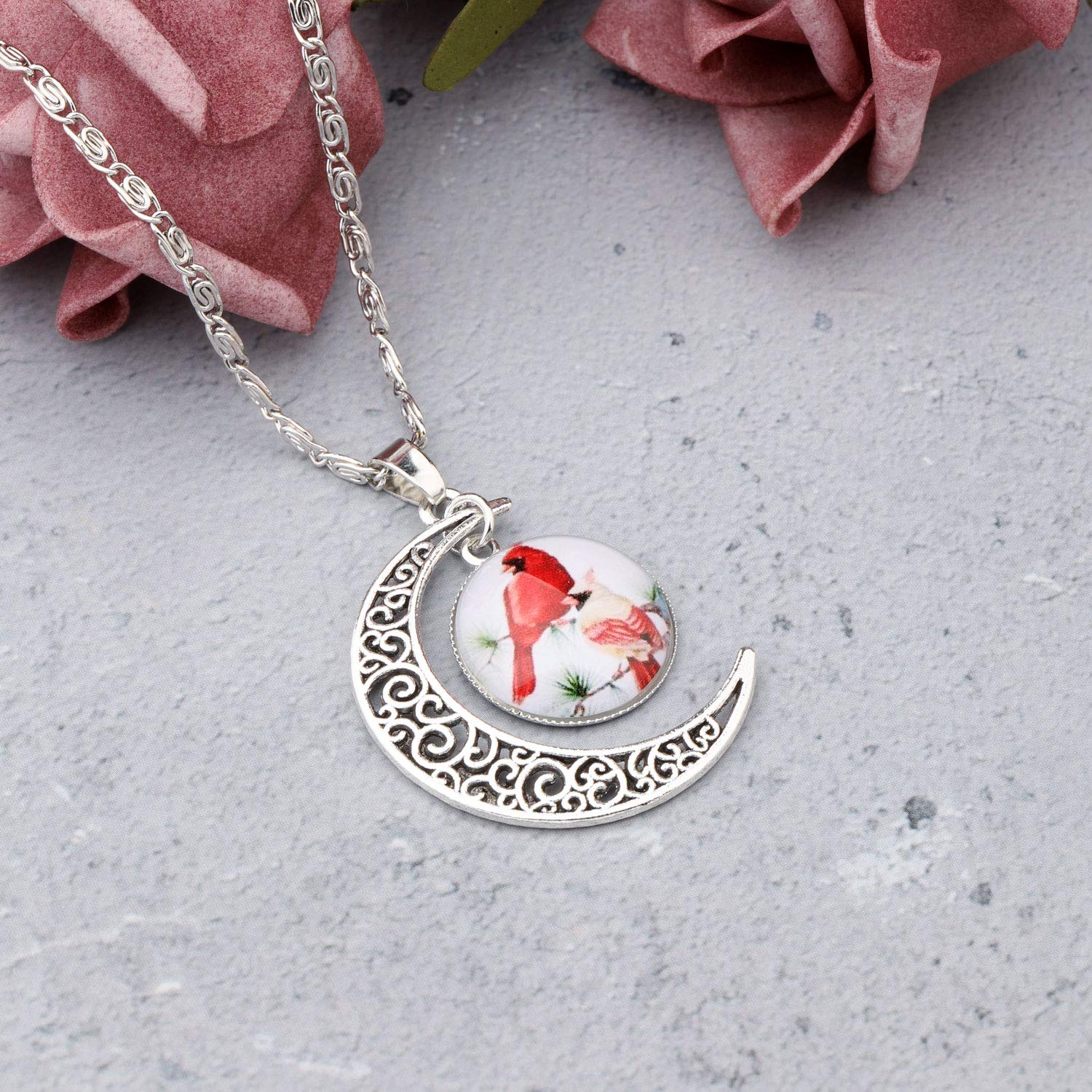 SEIRAA Vintage Cardinal Bird Necklace Sympathy Bereavement Keepsake Gift Cardinal Red Bird Necklace (Cardinal Bird Necklace)