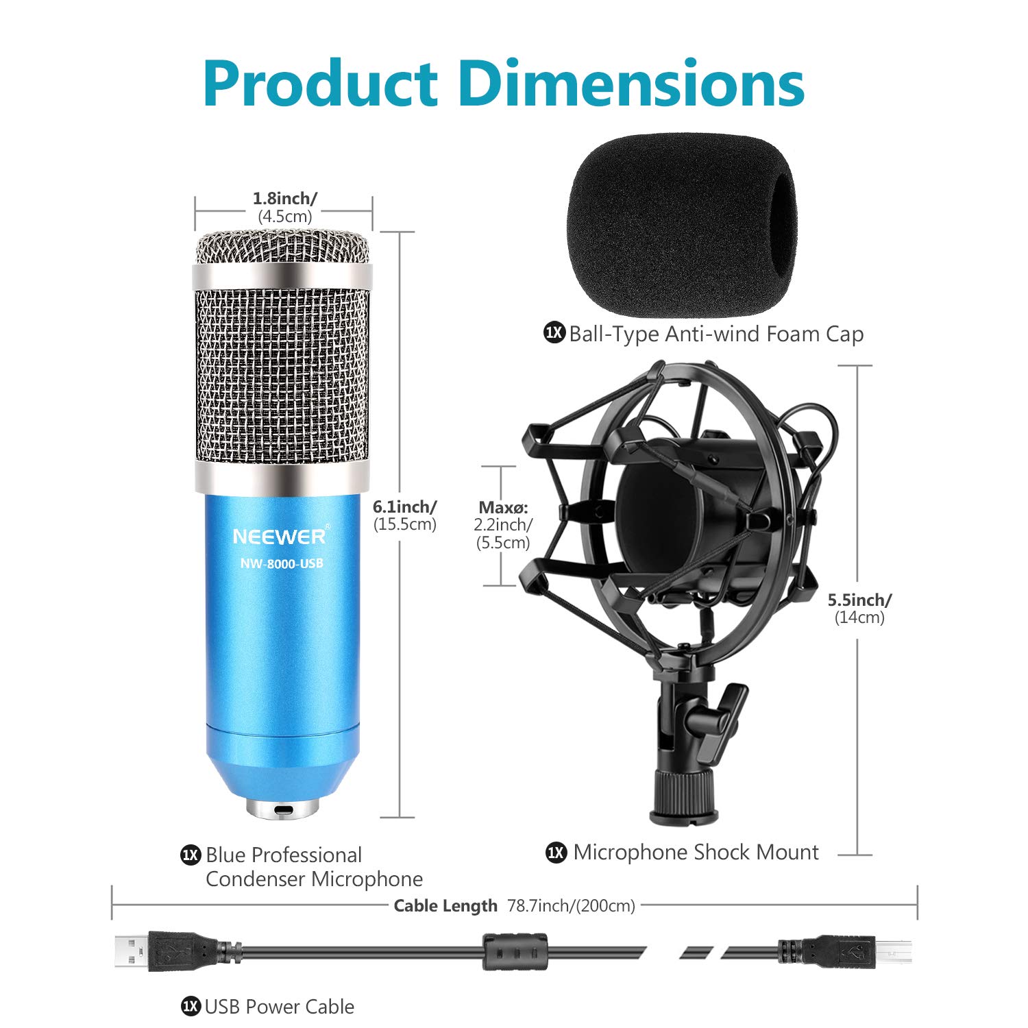 Neewer USB Microphone 192KHZ/24Bit Plug & Play Computer Cardioid Mic Podcast Condenser Microphone with Professional Sound Chipset for Livestreaming/YouTube/Gaming Recording/Voice Over(NW-8000-USB)