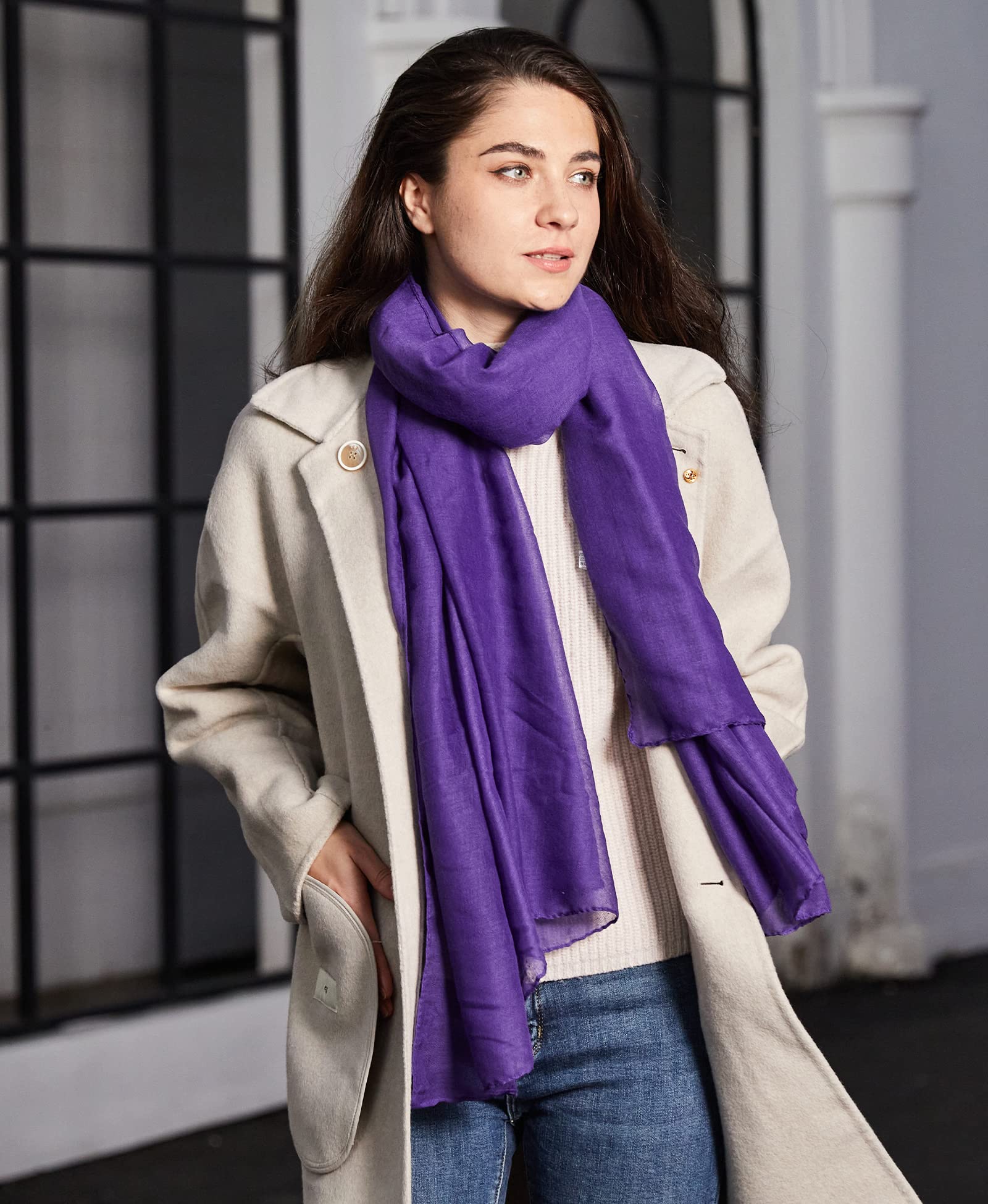 MissShorthair Womens Solid Color Scarfs Long Lightweight Scarf for Women Large Sheer Wrap Shawl