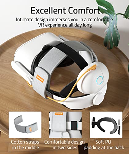 Syntech VR Elite Strap with Battery Pack Compatible with Meta/Oculus Quest 2 Accessories, 10,000mAh Detachable Power Bank, Adjustable Head Strap for Enhanced Comfort and Stability