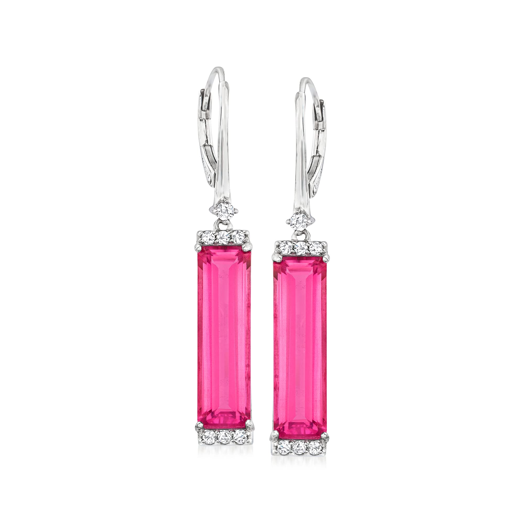 Ross-Simons 12.29 ct. t.w. Pink and White Topaz Drop Earrings in Sterling Silver