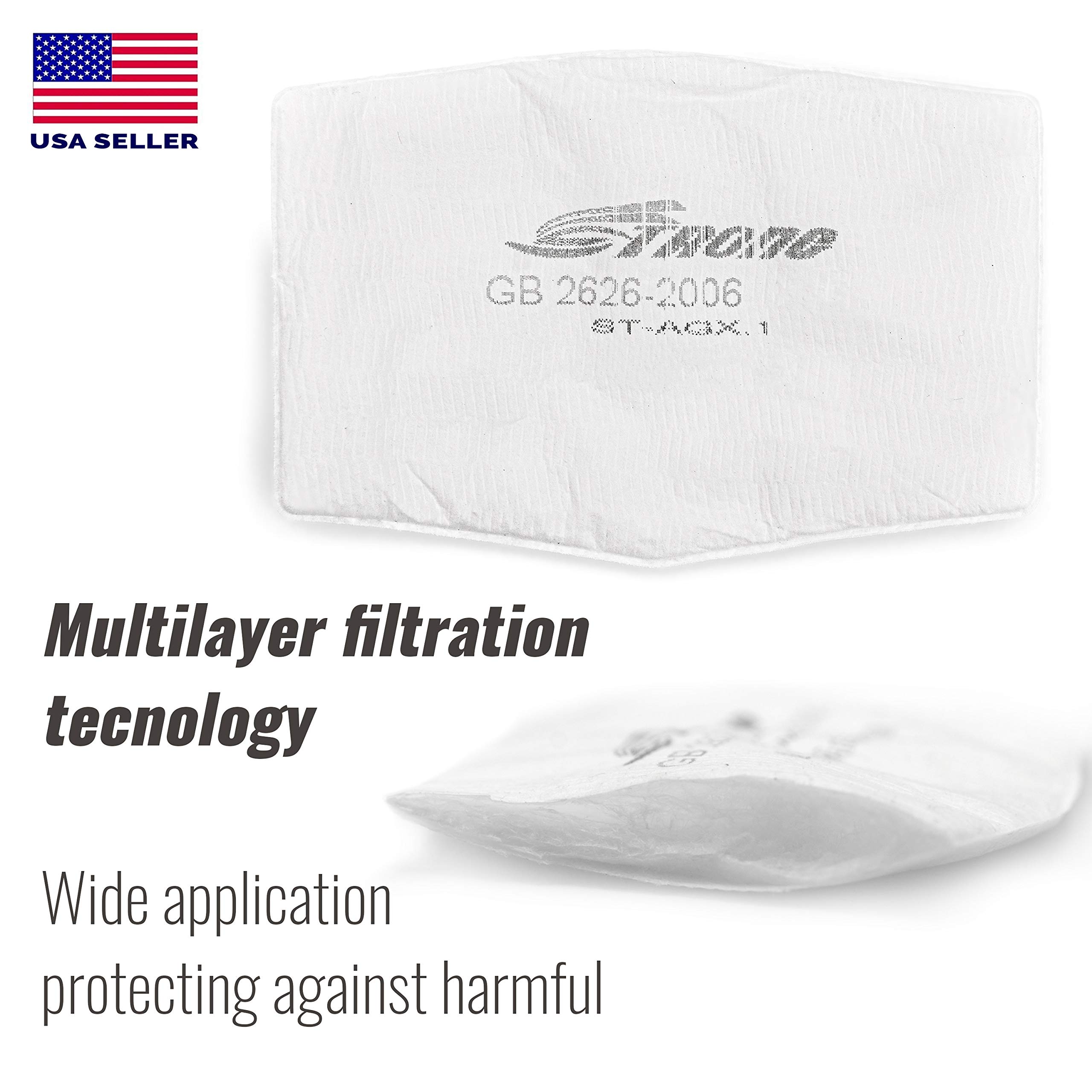 PM2.5 Replacement Filters for ST-AX and ST-AG Respirator Face Masks β High Efficiency 5 Layer Construction with Electrostatic Fiber Traps Particles 100X Smaller Than a Human Hair -10 Pack