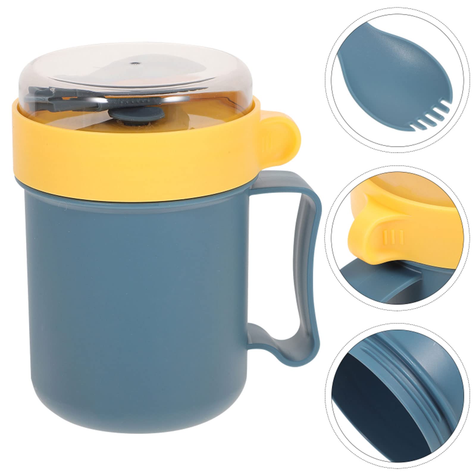 SUNSHNO Soup Mug,18 Ounce Microwave Soup Cups with Lid Allows Food Flasks Oven Milk Cup Food Jar Container for Noodles, Hot Cereal and More in a Single Container-(Yellow)