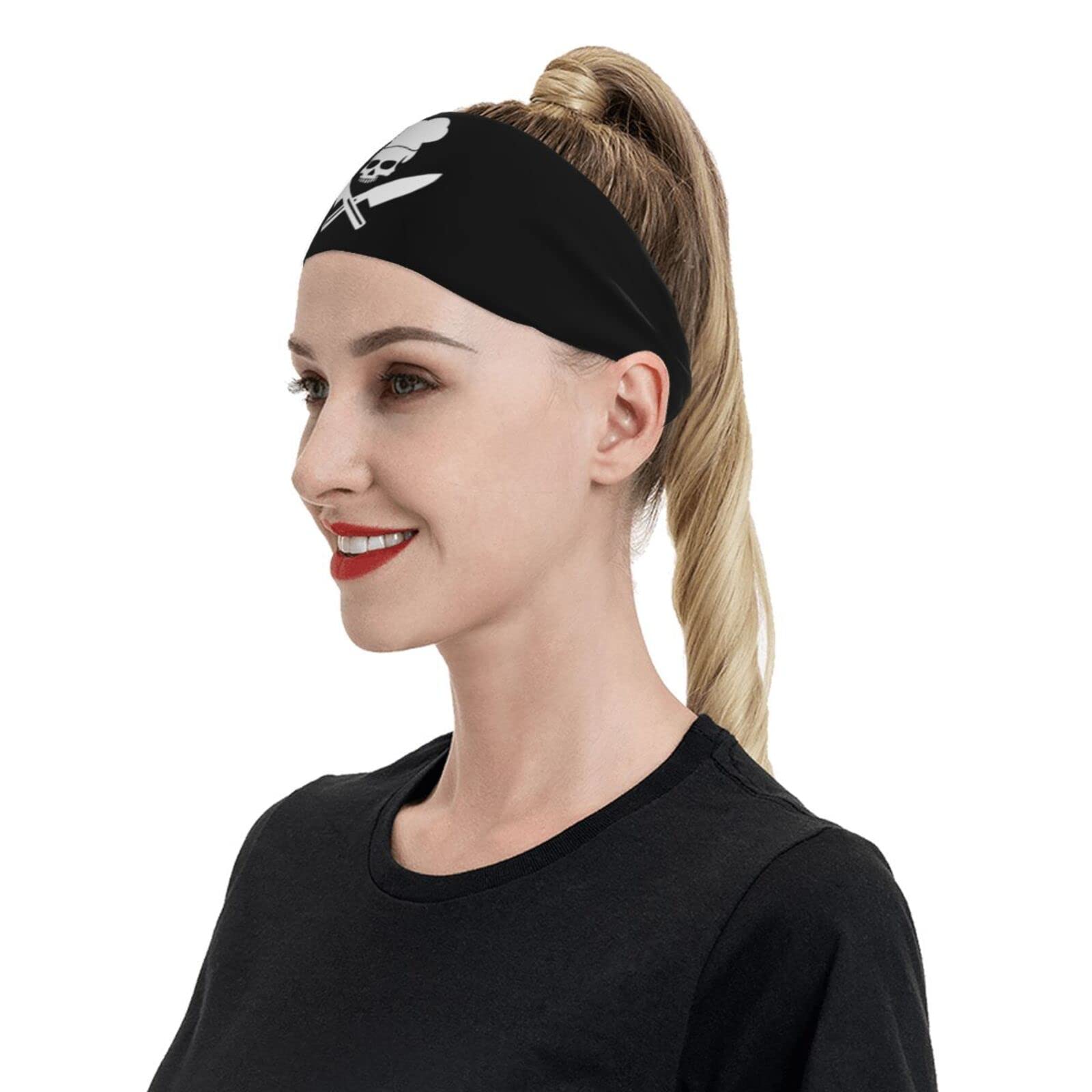 Skull-Chef Cooking Skull Running Headband for Men Outdoor Sports Workout Sweatband