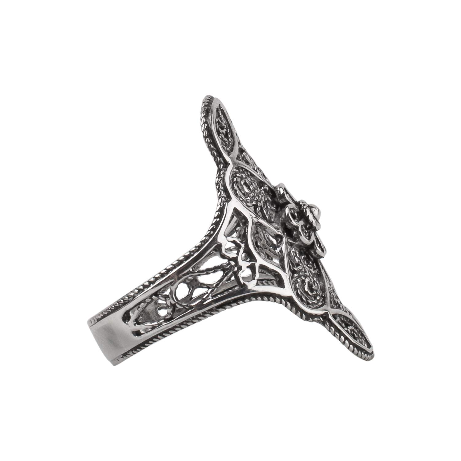 Ottoman Silver Collection 925 Sterling Silver Authentic Artisan Filigree Style Floral Design Dainty Occasional Ring Special for You and Your Precious Beloved (Size 5-12) (6)
