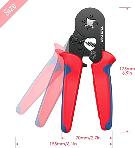 TUBTAP Ferrule Crimping Tool Kit - with 1200PCS Wire Ferrules - Terminal Crimper for Electricians [AWG 23-7]- Wire Ferrule Kit for Wire-End Ferrules, 0.25-10 mm²