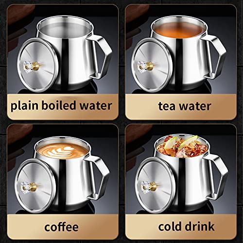 SANQIAHOME 14 Oz Classic Double Layer Anti Scalding Stainless Steel Mug, 2 Pieces/Set