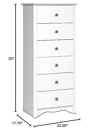 Prepac Monterey 6 Drawer Tall Chest and Sonoma Traditional Nightstand (WDC-2422)