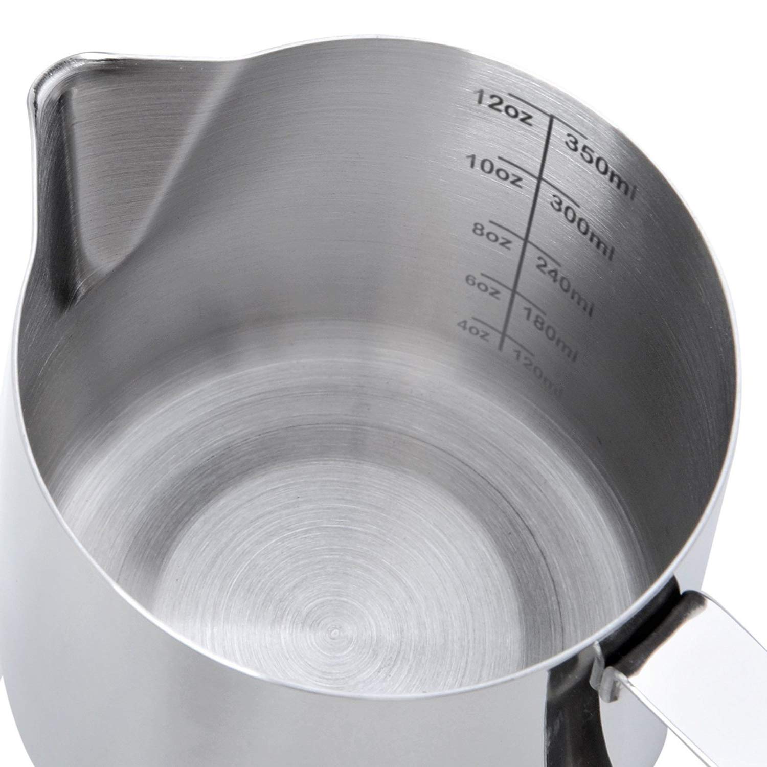 SIKEMAY Milk Frothing Pitcher Jug - 12oz/350ML Stainless Steel Coffee Tools Cup - Suitable for Espresso, Latte Art and Frothing Milk, Attached Dessert Coffee Spoons