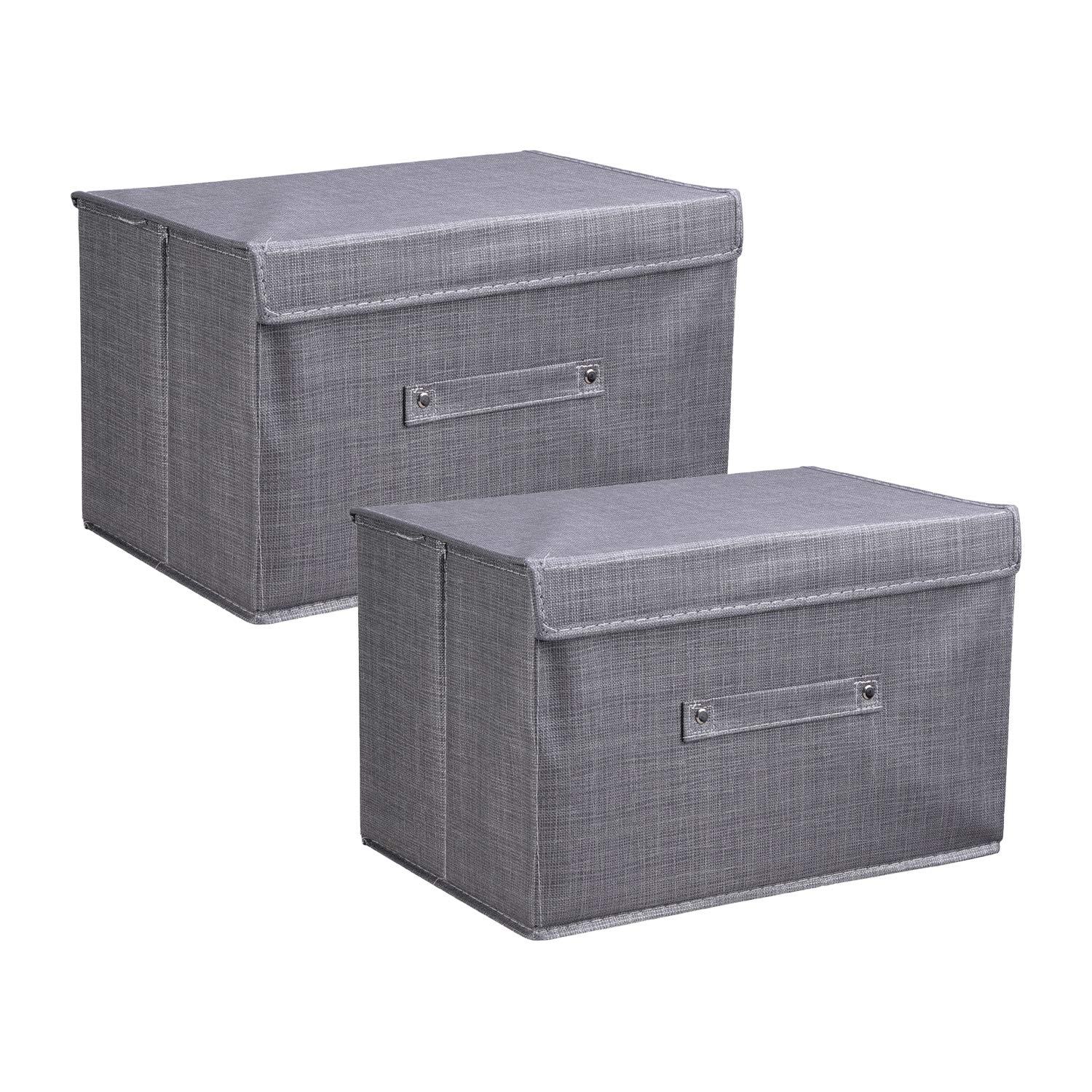 ONO BLUE 2-Pack Storage Bin with Lid,Closet Bins for Clothes Toys,Foldable Storage Boxes With Cover Reinforced Handle, Fabric Closet Organizer Containers for Home and Office Bedroom Nursery Deep Gray