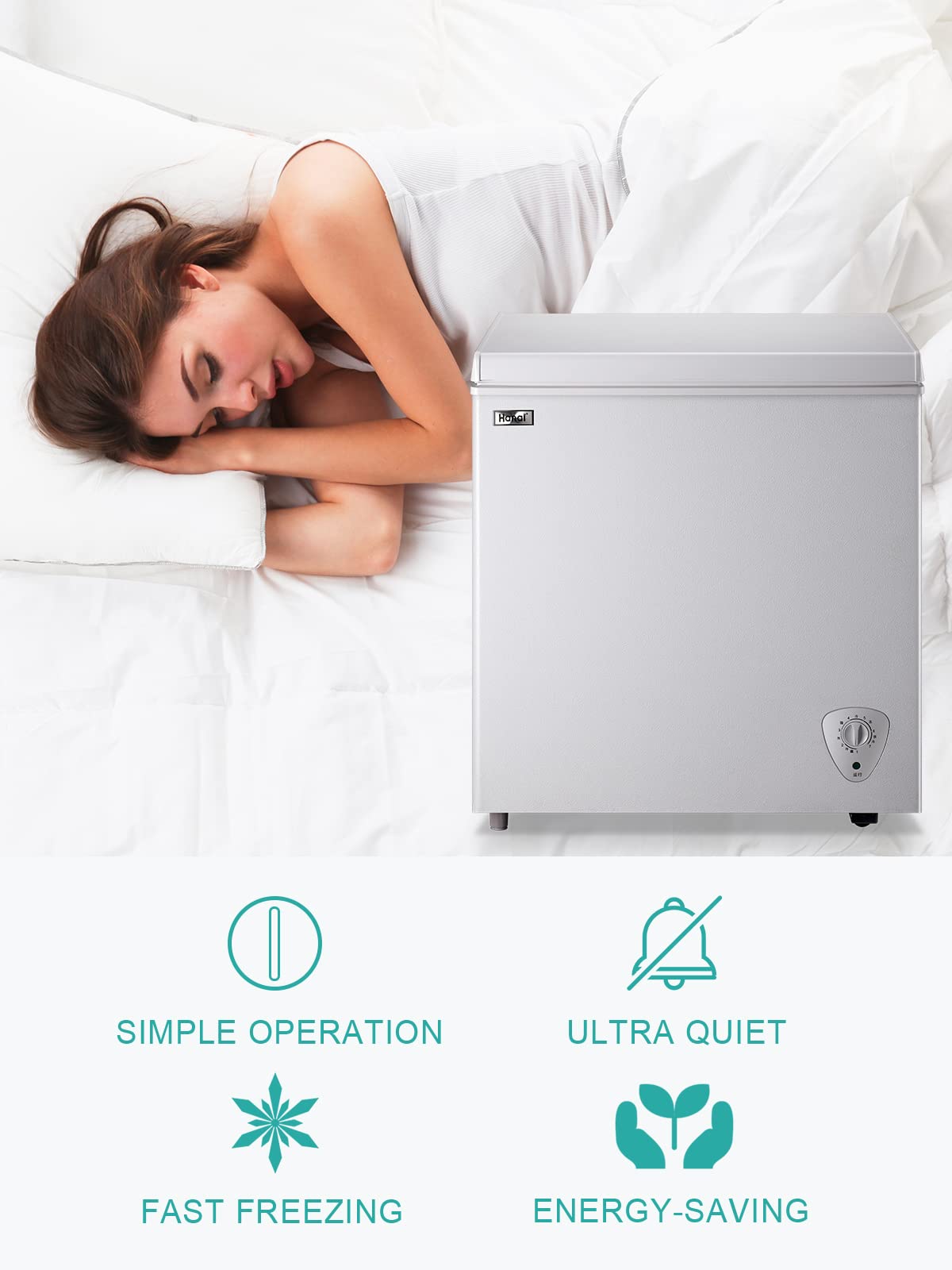 WANAI 5.0 Cu.Ft Compact Chest Freezers with 7 Adjustable Thermostat Top Open Door Freezer Compressor Cooling with Removable Storage Basket, Energy Saving Perfect for Home Bar Dorm or Apartment, Black