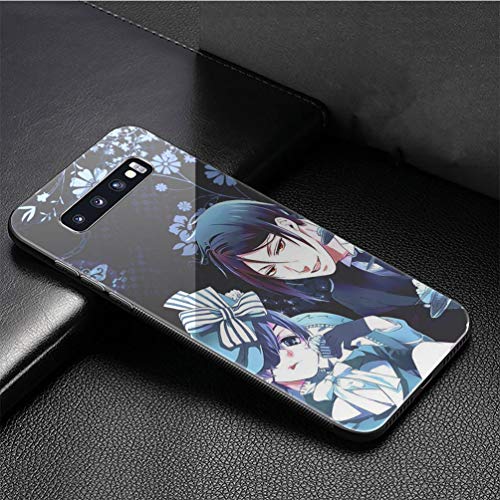 Luxury Phone Case for Samsung Galaxy A40 Cover,9H Tempered Glass Back Cover Soft Silicone Anti Scratch Bumper Design LB-158 Black Butler Kuroshitsuji Anime Protective Case