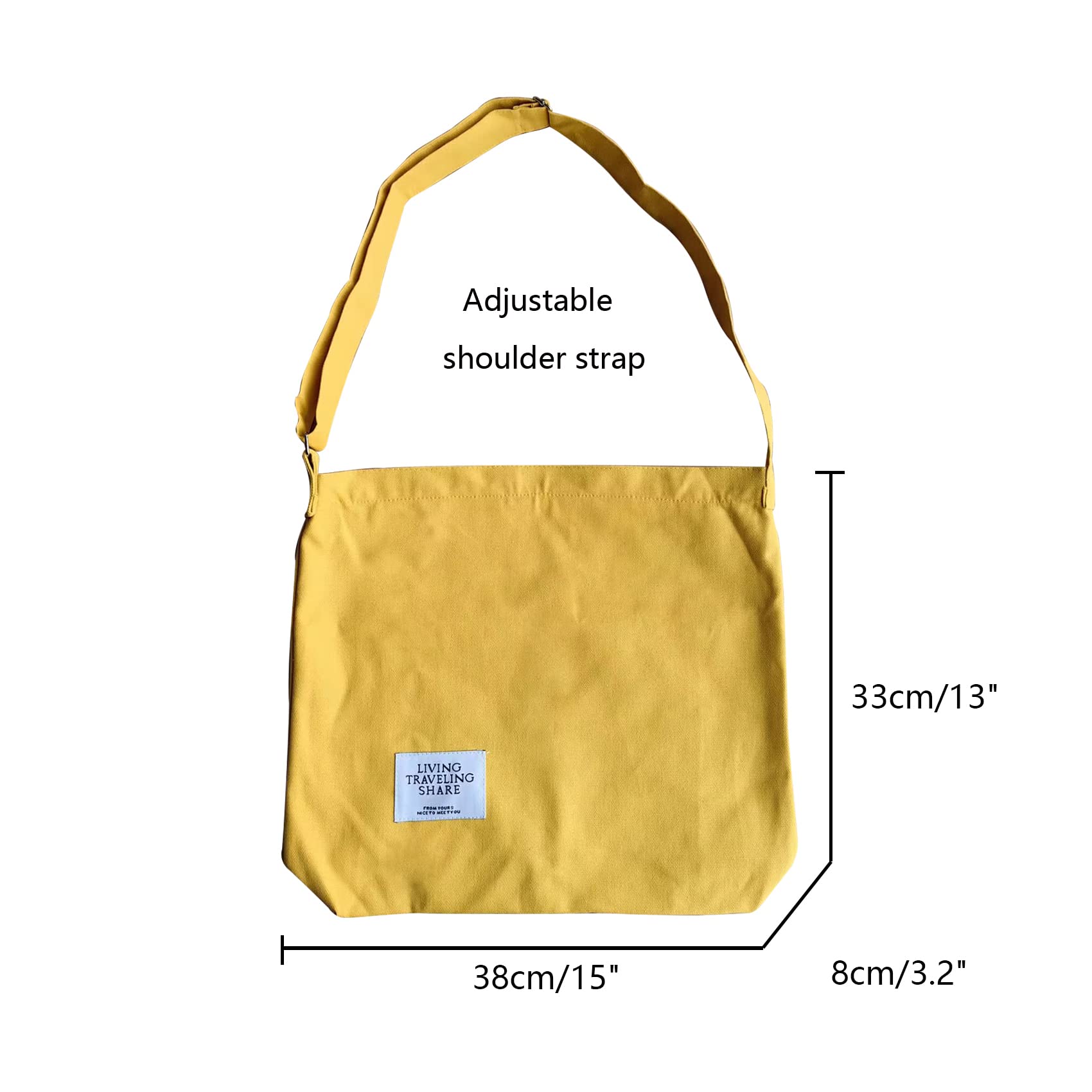 Women's retro canvas messenger bag, large size shoulder bag handbag large capacity hobo bags (Yellow)