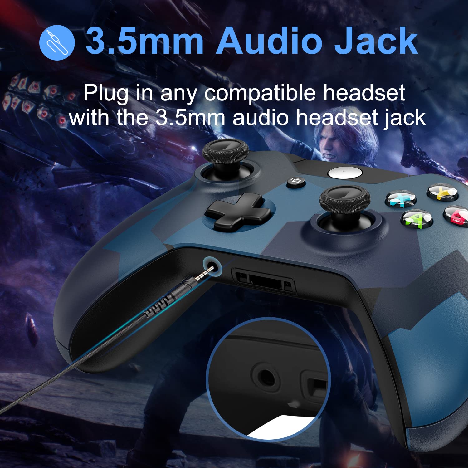 Wireless Controller Compatible with Xbox One,Xbox One X/S,Xbox Series X/S,PC Windows, Xbox Game Controller with 3.5mm Headphone Jack - Midnight Forces
