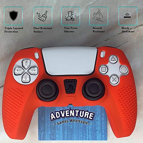 Red - Silicone Controller Skin Grip Anti-Slip Cover Protector Case - Compatible with PS5 DualSense Controller