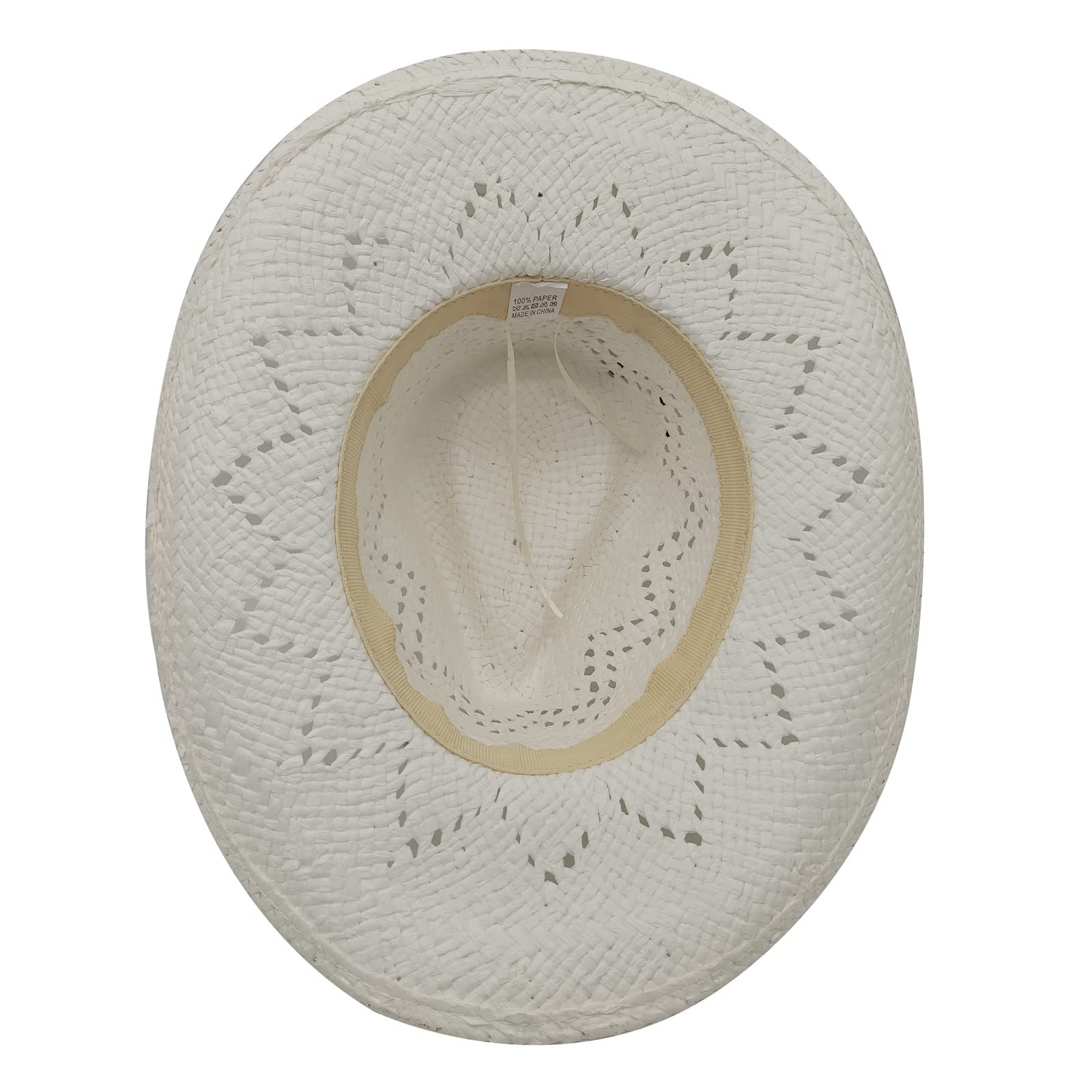 Willheoy Woven Straw Cowboy Hat Western Hats for Men Cowgirl Costume for Women White
