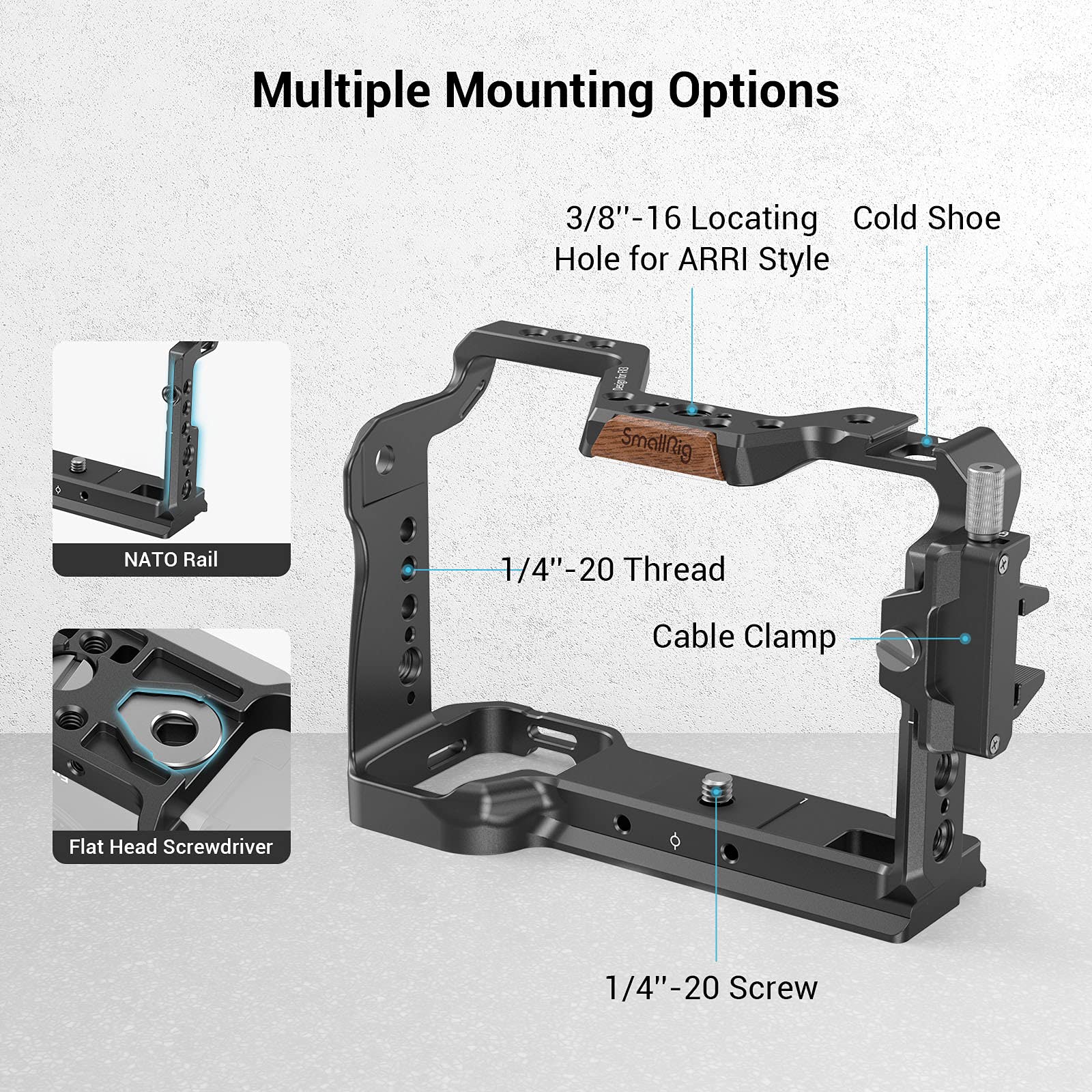 SMALLRIG Full Camera Cage for Sony FX3 (ILME-FX3) / FX30 with Cable Clamp for HDMI, Cold Shoe & NATO Rail - 3277