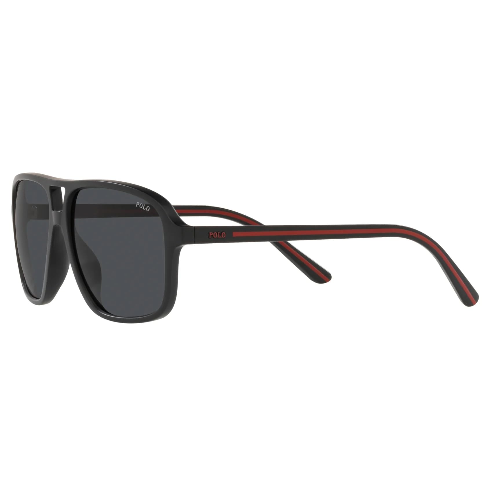 Polo Ralph Lauren Men's PH4177U Universal Fit Rectangular Sunglasses, Matte Black/Dark Grey, 58 mm