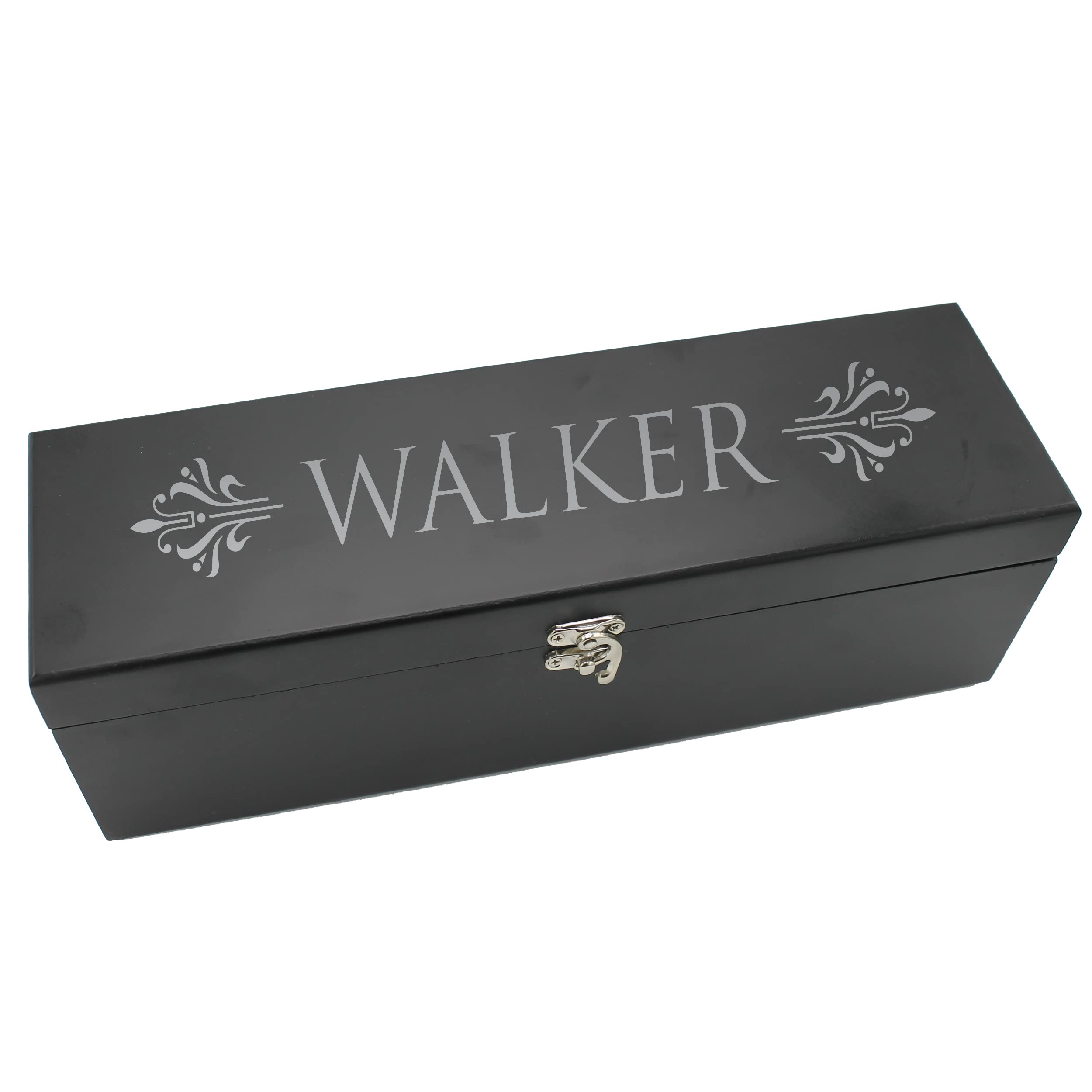 Personalized Wood Wine Box - Anniversary Ceremony Couples Wedding Wine Box Holder - Custom Engraved (Black Matte)
