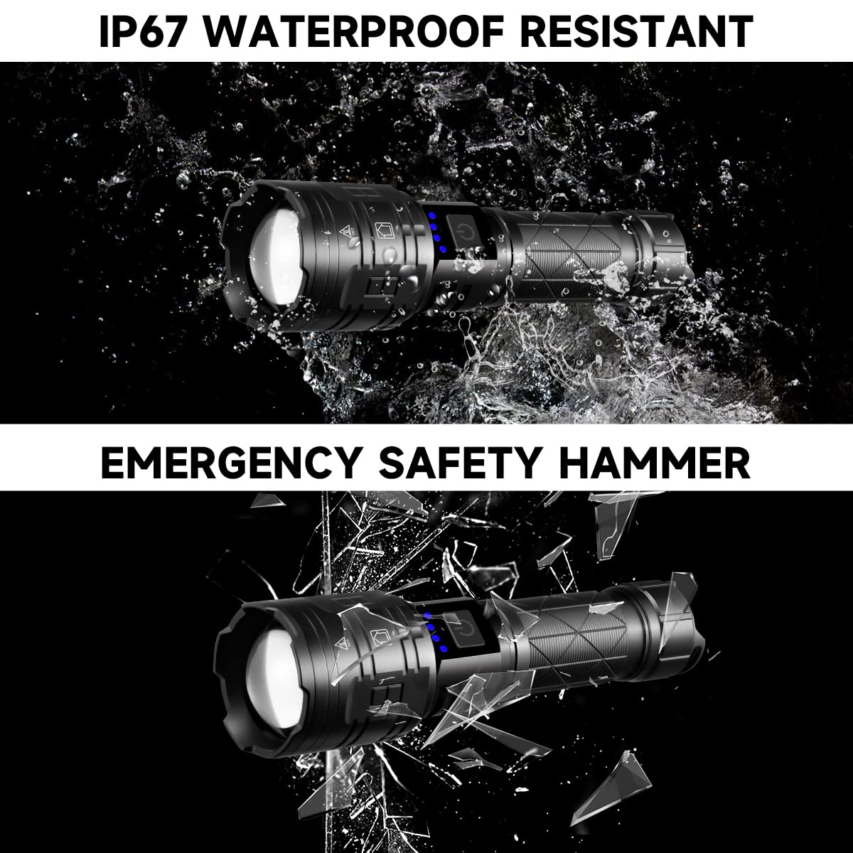 Rechargeable Flashlights High Lumens, 950000LM Powerful Tactical Flashlights, 5 Modes LED Flashlight Adjustable, Brightest Flashlight Waterproof, Handheld Flash light for Emergencies, Camping, Hiking