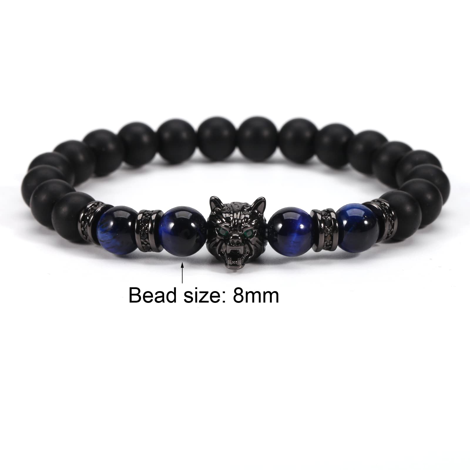 WuCuifu Bohemian Beaded Blue Tiger Eye Bracelets for Men Women Healing Crystals Bracelets