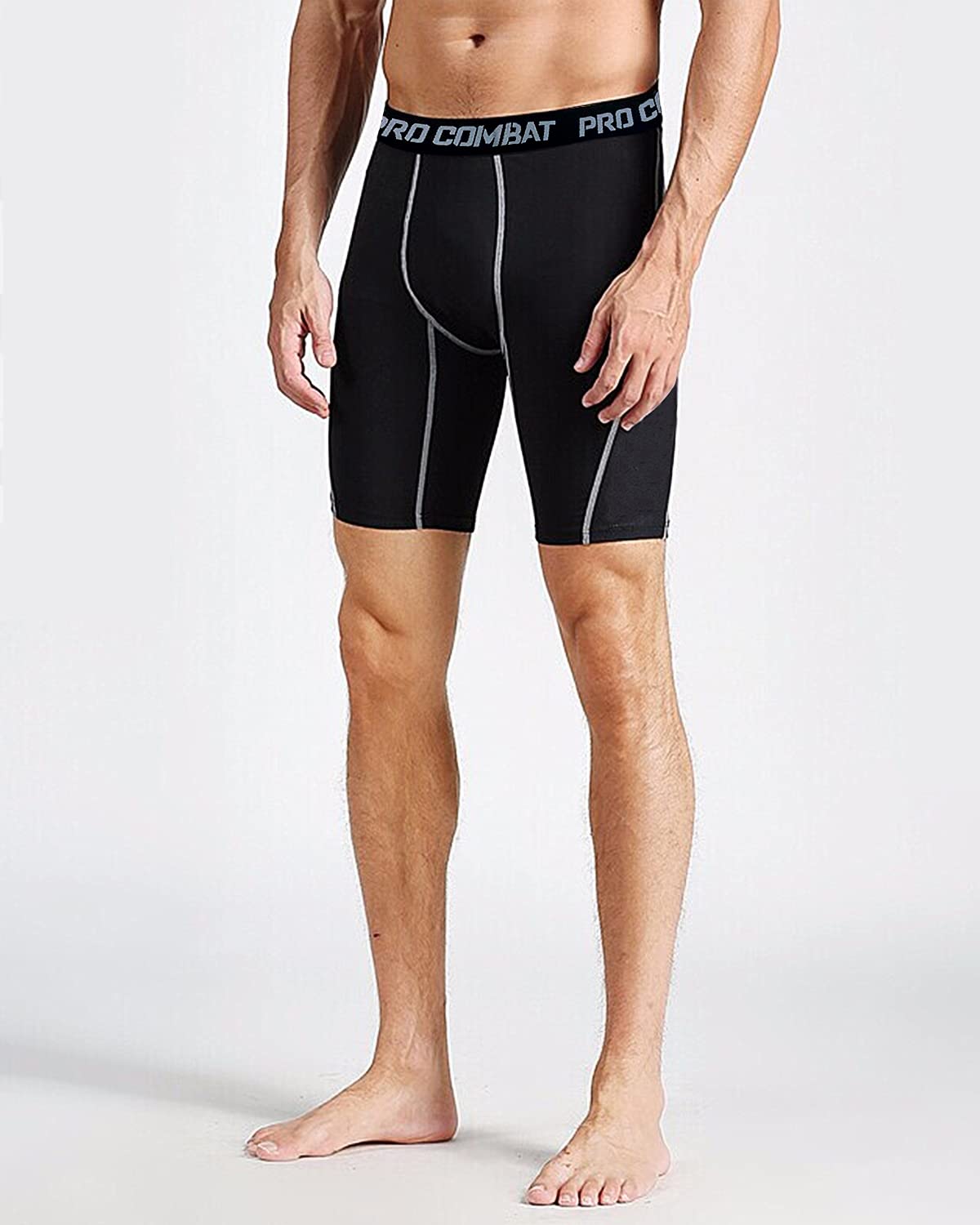 SENZE Compression Shorts Men's 3 Pack with Pocket Running Short Men's Gym, Workout, Cycling, Yoga, Climbing, Swimming, Black, X-Large