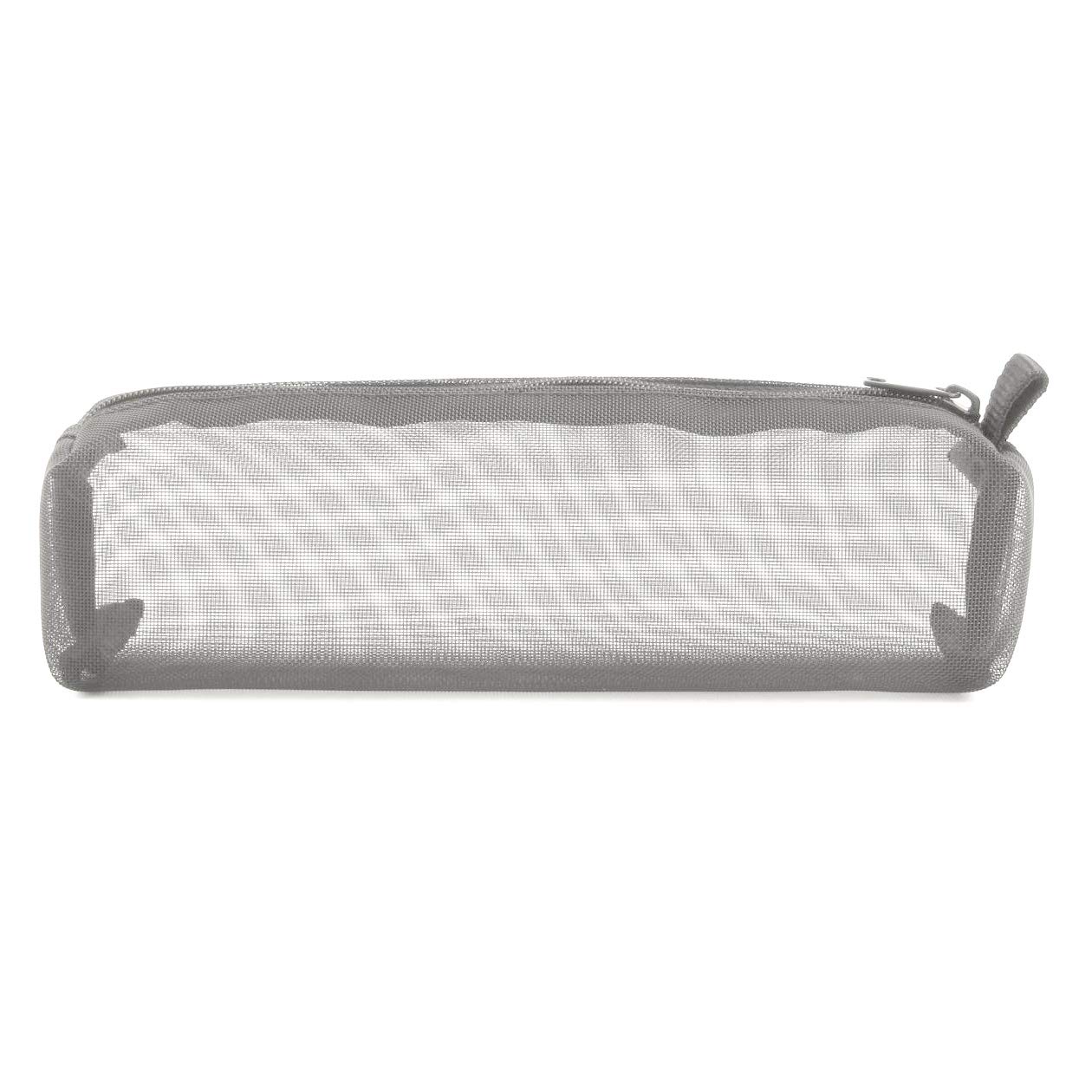 Muji Gray Nylon Mesh Pen CASE Square See Through Easily take Out pens Size (7"x 2"x 2")