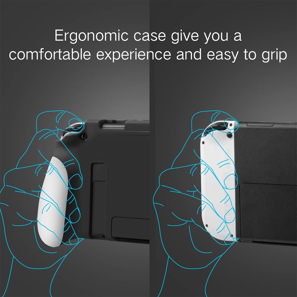 Protective Case for Switch OLED(Not Fit in OLED Dock),Switch OLED Hand Grip Cover Case,Ergonomic Silicone Grip with Soft TPU for Switch OLED,Switch OLED Handheld Mode Protector Case(White)