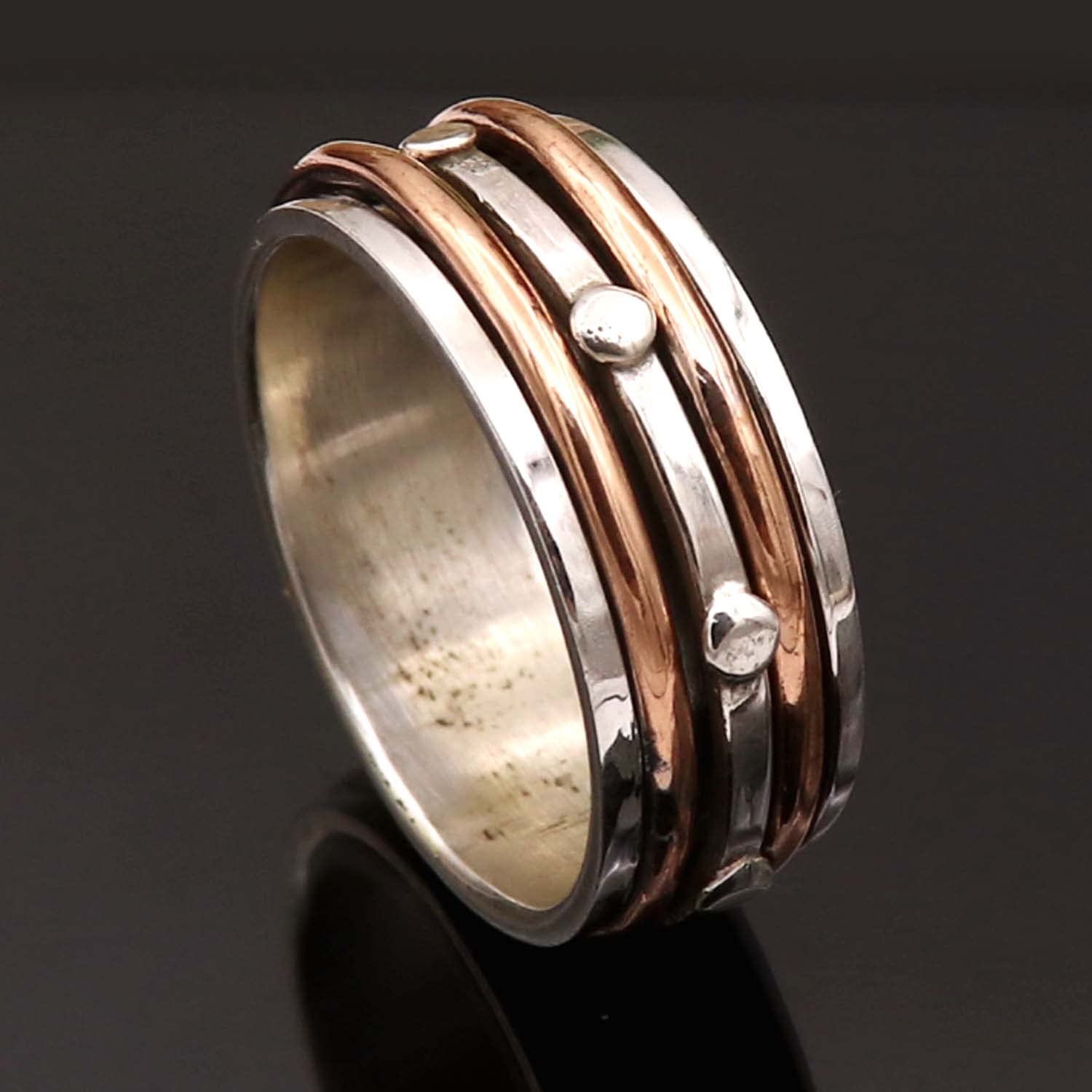 Solid 925 Sterling Silver Spinner Maditation Band Ring Women Gift Statement Handmade Jewelry Ring Goyal Jewels GESR0158 (US-16)