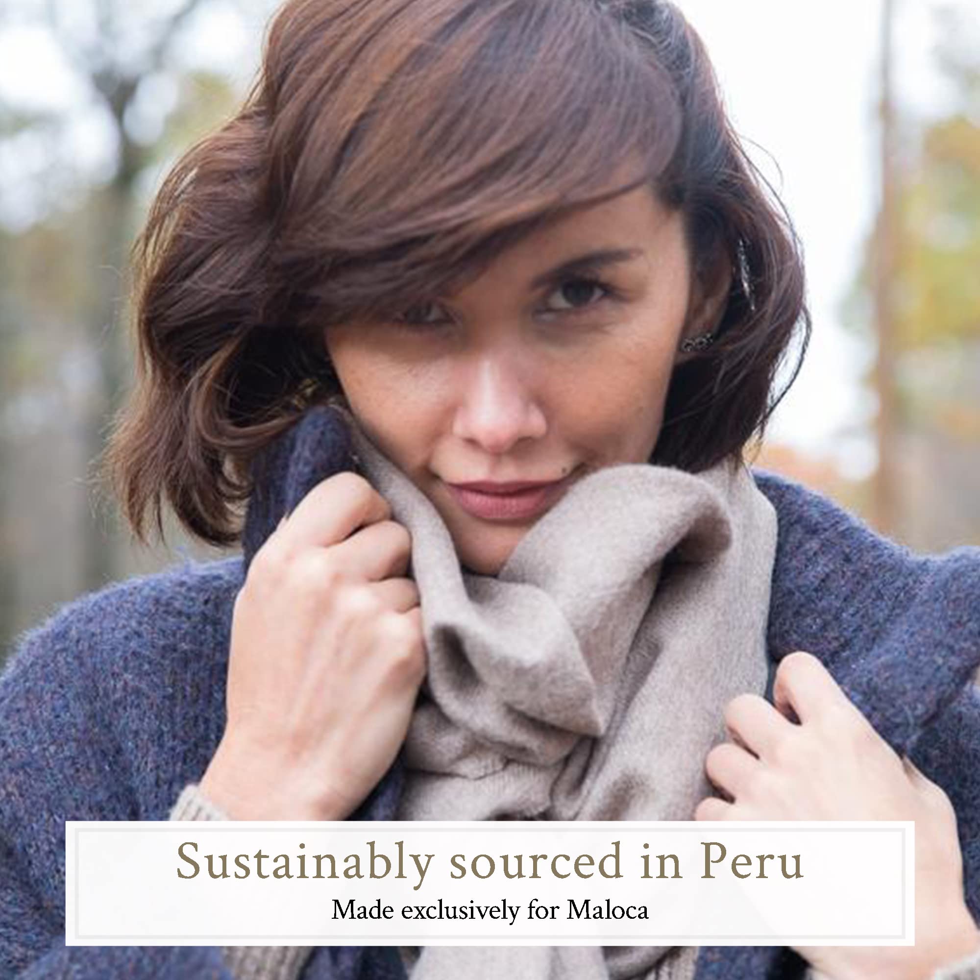 Maloca Pure Baby Alpaca Oversized Unisex Scarf | Ethically Sourced | Hypoallergenic | Softer & Warmer Than Wool |Oatmeal