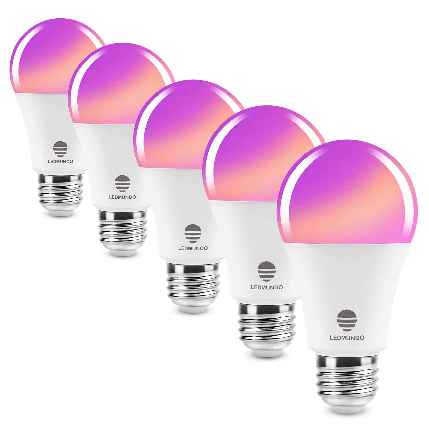 Smart Light Bulbs, 100W Equivalent - 2700K-6500K - 11W Bulb - RGBCW A19 LED Bulb E26 Base - 1100LM - WiFi Light Bulb - Color Changing Bulb, Compatible with Alexa & Google Home, 5 Pack