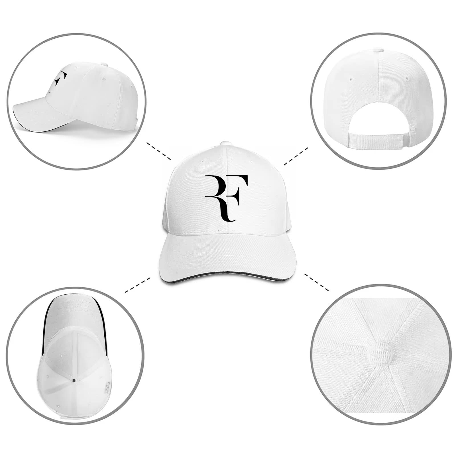 ROGER FEDERER hat Adult Unisex Classic Adjustable Sandwich Baseball Hats for Men&Women White