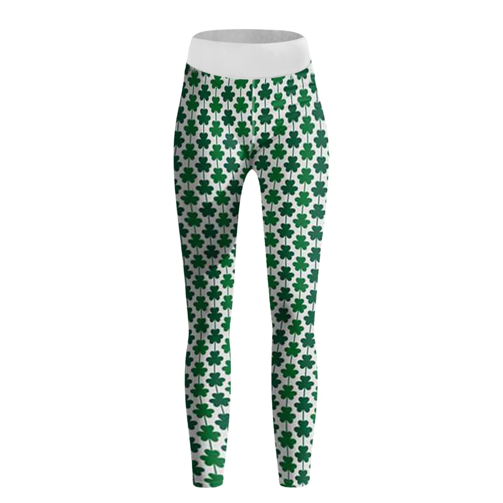 Women's St. Patrick's Day Tights Irish Shamrock Clover Scrunch Butt Leggings for Women Ultra Soft Compression Clover