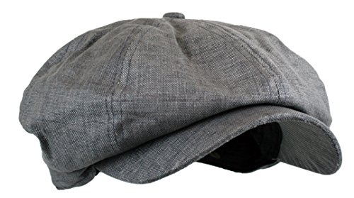 Men's Linen 8 Panel Applejack Gatsby Newsboy Ivy Hat (Grey)