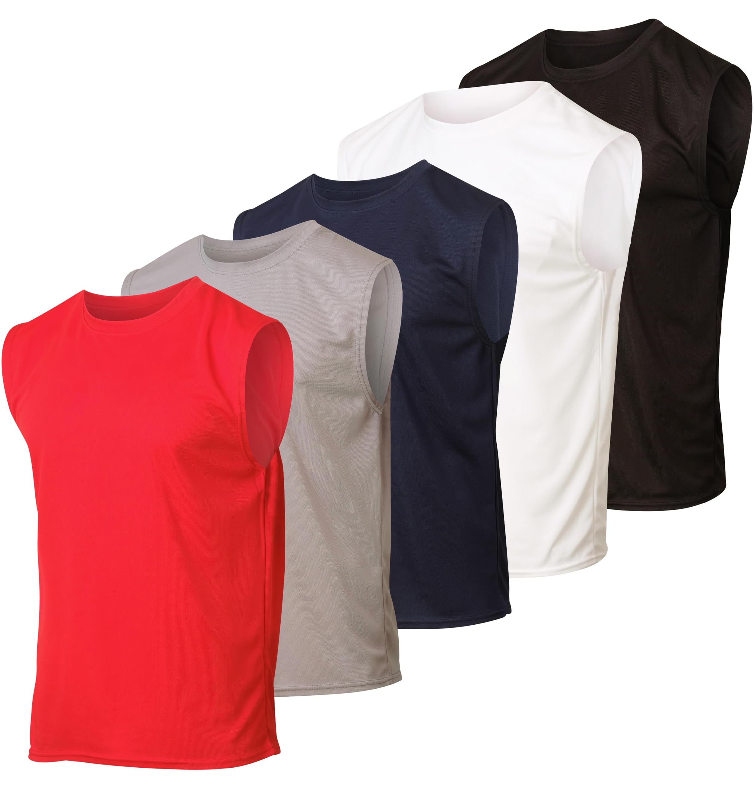 Men's Mesh Tank Top Quick Wicking Jersey Sleeveless Muscle Active Performance Sport Basketball Beach Gym Workout Running Training Fitness Athletic Bodybuilding Undershirt Breathable,Set 5-S