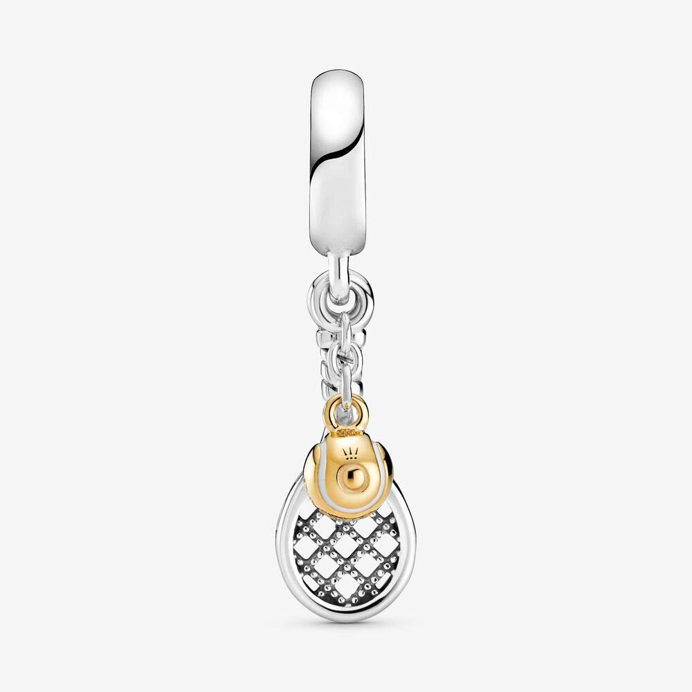 Pandora Tennis Racket & Ball, White Enamel